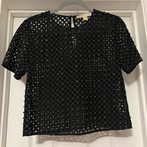 MICHAEL Michael Kors | Tops | Michael Kors Black Eyelet Black ...